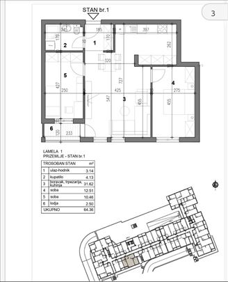 Mirijevo HITNO stara cena 3.0 novogradnja 64,36m2