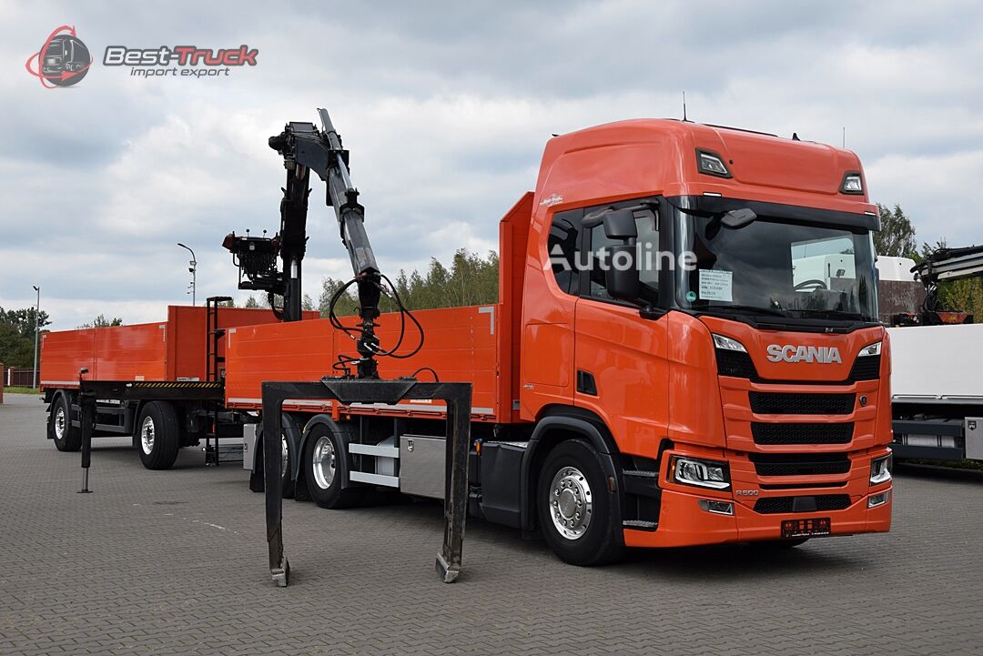 Scania R500 // 6X2 / STEERING AXLE + LIFT // CRANE HIAB XS177K PRO // kamion s ravnom platformom