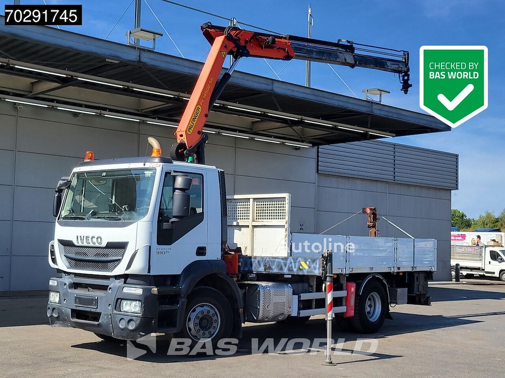 IVECO Stralis 310 4X2 Palfinger PK14502-SH Kran Crane Rotator Steel su kamion s ravnom platformom