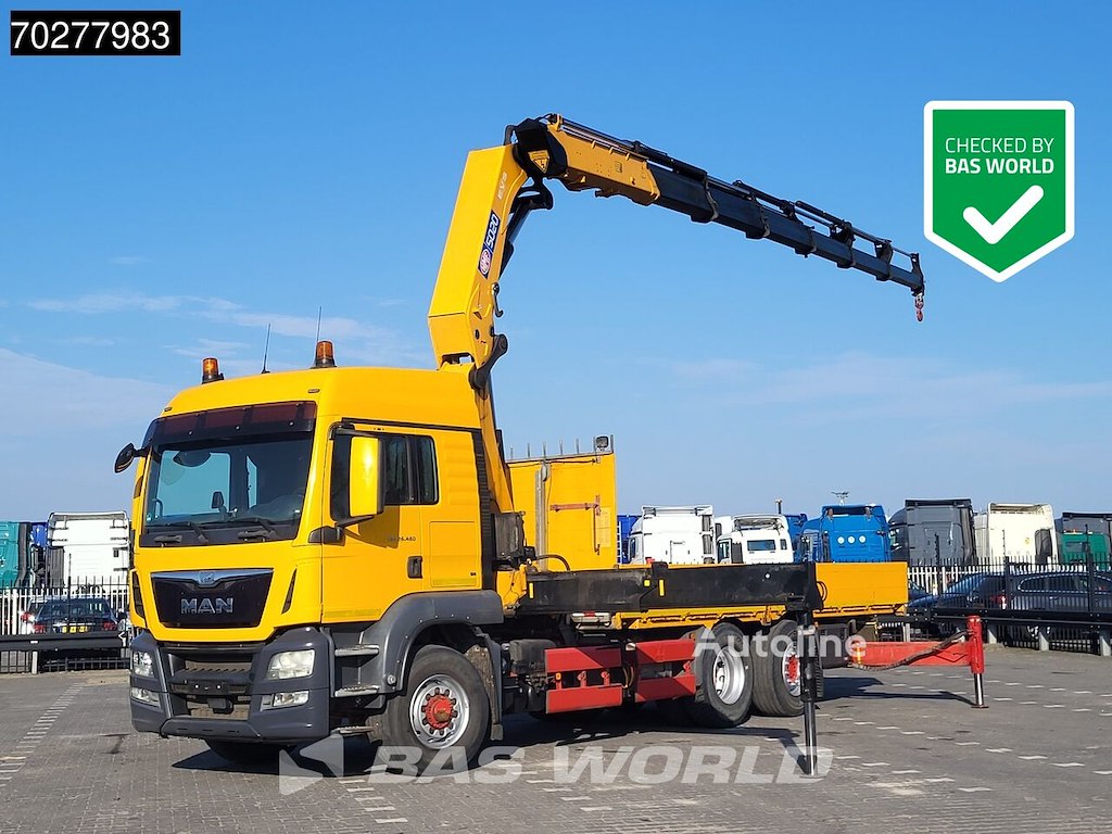MAN TGS 26.480 6X4 HMF 5020-K6 Crane Kran Hydrodrive Lift+Lenkachse kamion s ravnom platformom