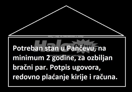 Potreban stan u Pančevu za ozbiljan bračni par