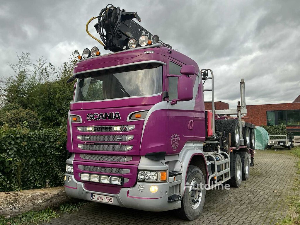 Prodaje se Scania R580 V8 CA6X4EHZ kamion za prevoz drva na aukciji + šumarska prikolica