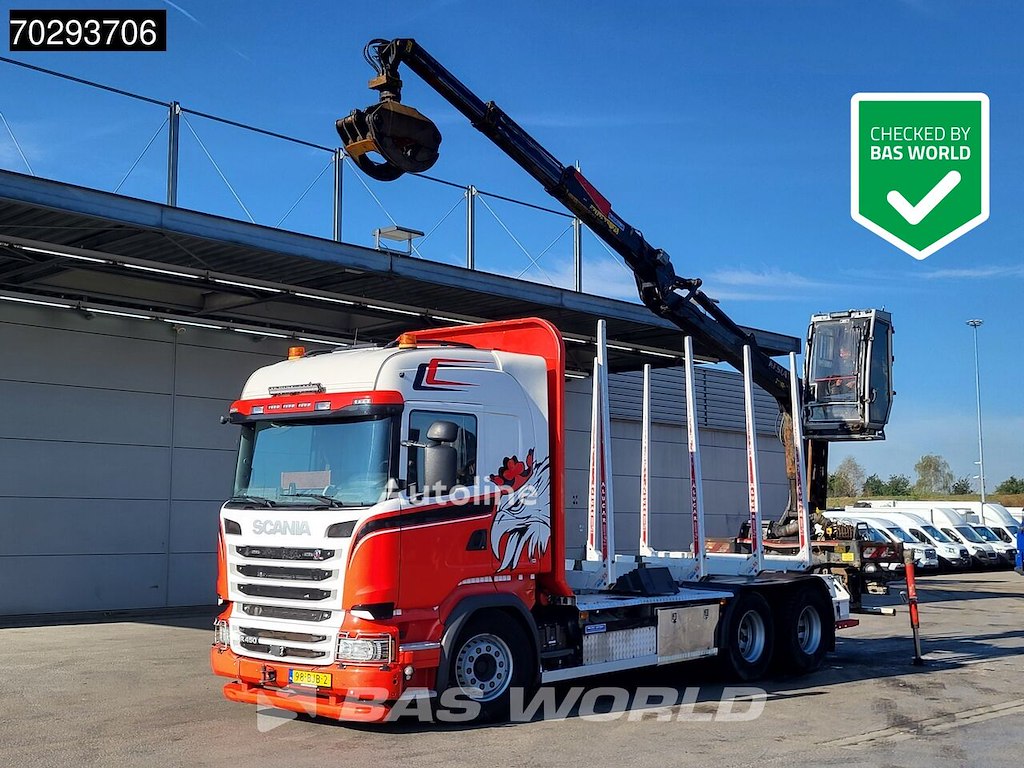 Scania R450 R 6X4 NL-Truck Kesla 2110T Crane Kran Holztransport Manual kamion za prevoz drva