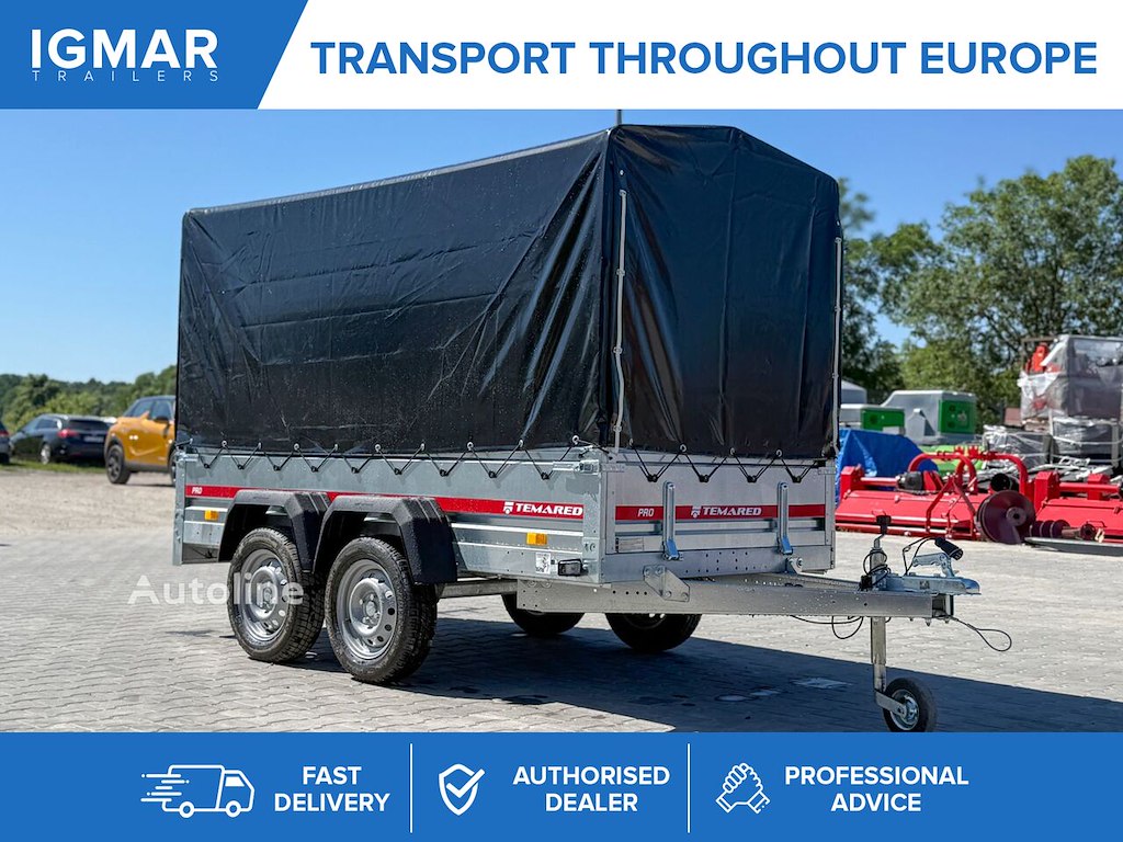 Nova Temared Car Trailer 264x126 cm | 750 kg GVW with black tarpaulin auto prikolica