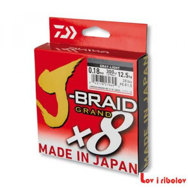 Upredena struna Daiwa J-Braid Grand X8 0.13mm 135m Gray Light