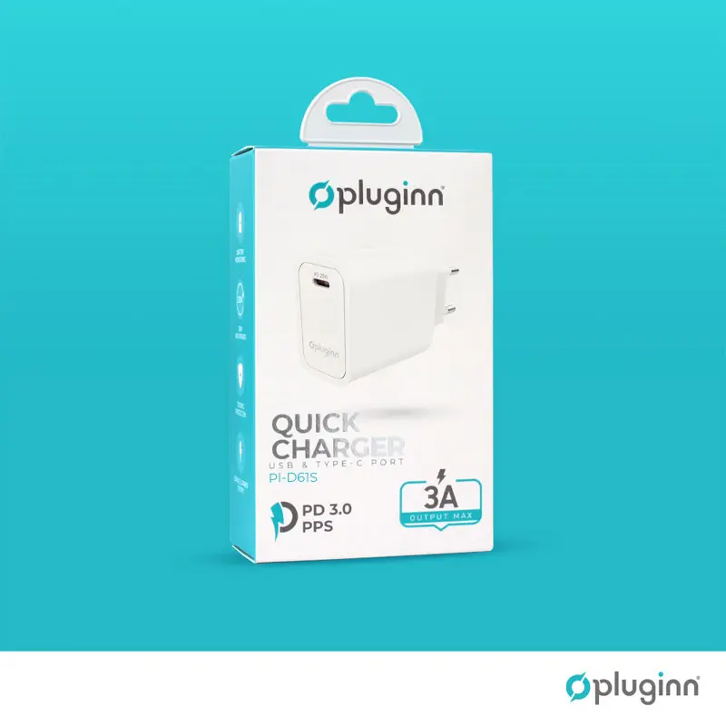 PLUGINN Kućni punjač PI-D61S, PD3.0, PPS, 20W, Beli
