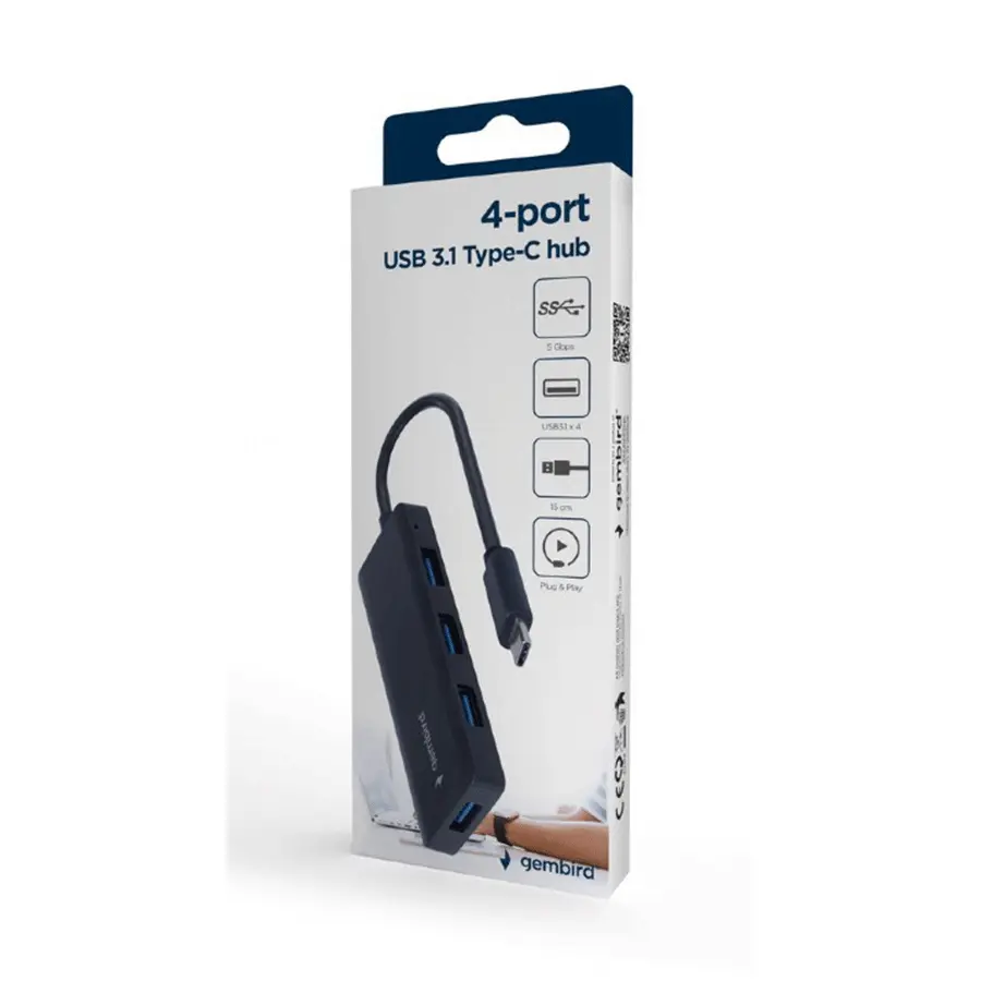 Gembird USB hub 4-port USB 3.1 Gen 1, Type-C hub, UHB-CM-U3P4-02
