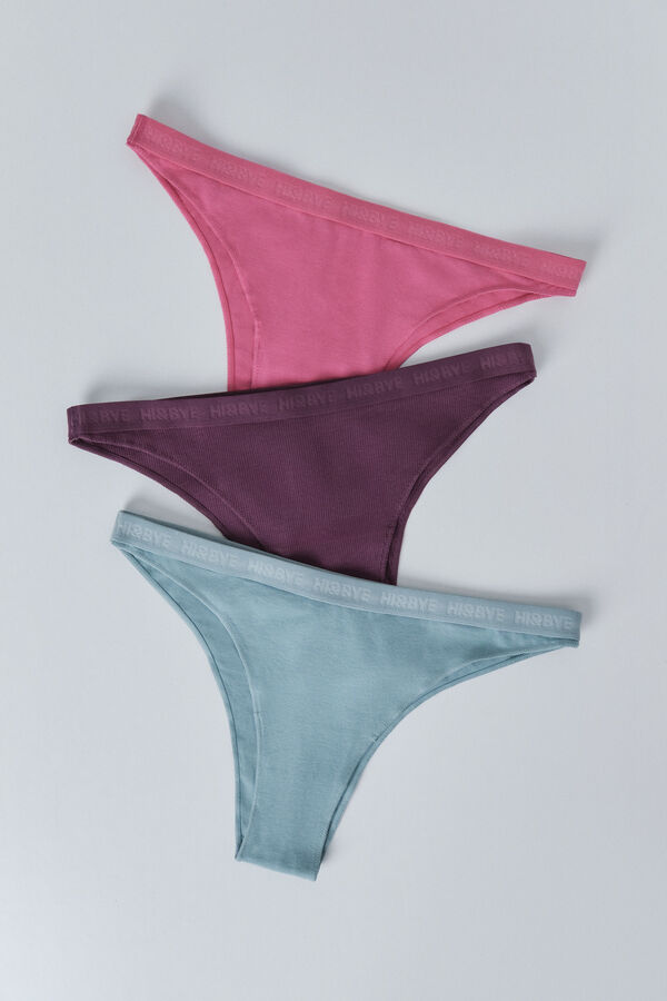 3er-Pack Brazilian Slips in Blau, Pink und Lila
