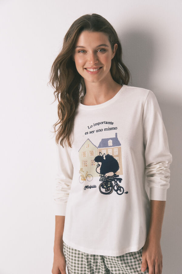 Weißer langer langer Pyjama von Mafalda aus 100 % Baumwolle