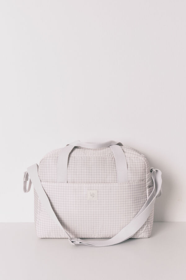 Große dunkelgraue Tasche mit Gingham- Maternity