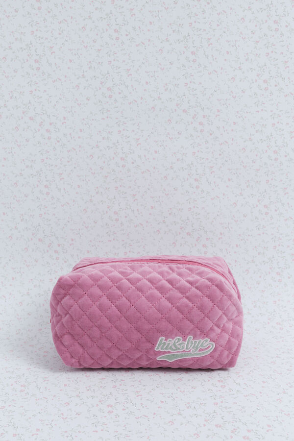 Rosa Kosmetiktasche mit bestickt Logo