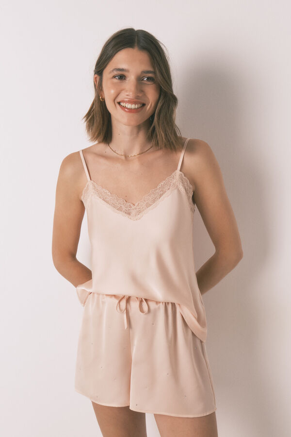 Spitze kurzer Pyjama aus Spitzensatin