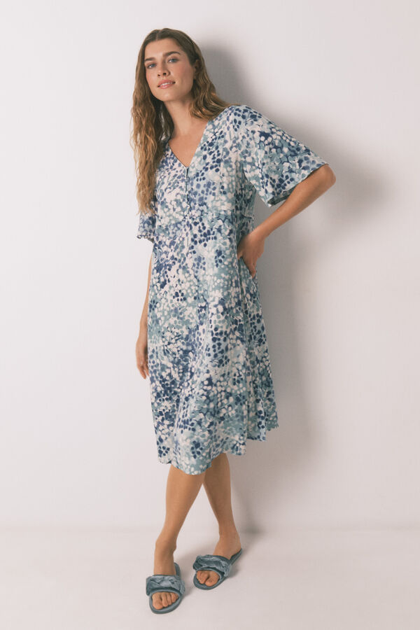 Grünes Jacquard Midi mit Nachthemd