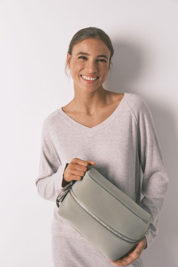Mittlerer Kosmetiktasche aus Gummi in Khaki