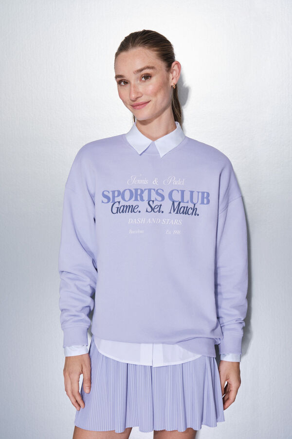 Lila Plüsch- Sweatshirt aus 100 % Baumwolle