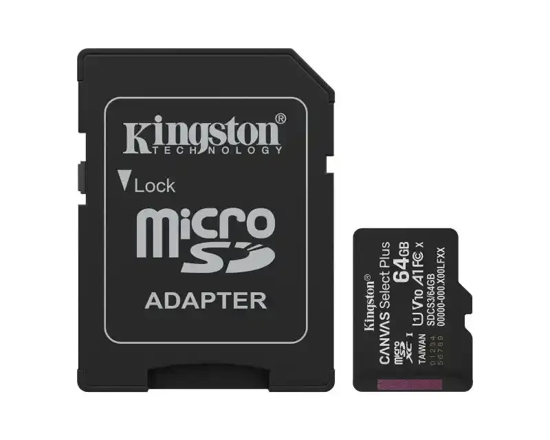 Kingston Micro SD Card 64GB + SD adapter SDCS3/64GB class 10