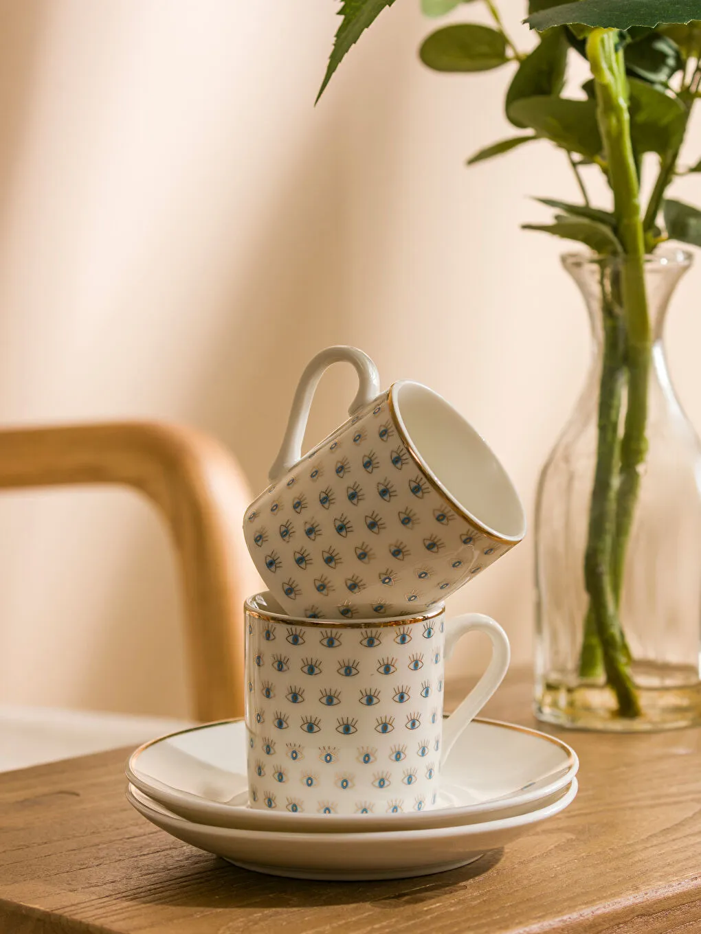 LCW HOME Set Porcelanskih Šoljica Za Kafu Za 2 Osobe Sa Motivom Oka 90 Ml