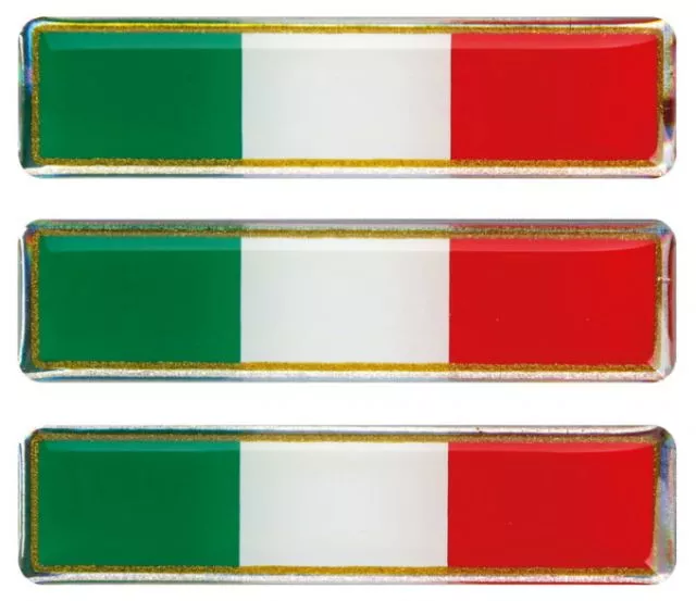 UKRASNA NALEPNICA - 3D AMBLEM - KLASIČNA KRATKA ITALIJANSKA ZASTAVA, 80×16 MM (3 KOM) – LAMPA 15009
