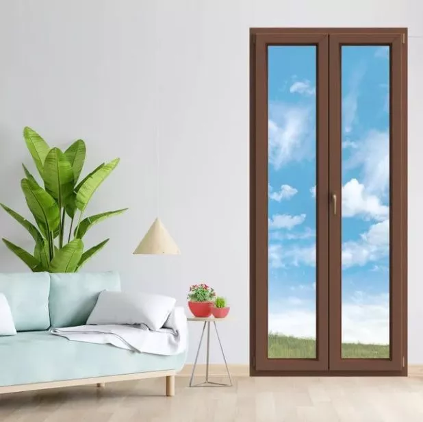 DVOKRILNA BALKONSKA PVC VRATA 60CM X 210CM VIŠE NIJANSI BOJE DRVETA DEKOR