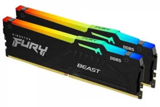 KINGSTON 64GB (2X32GB) DDR5 6000MT/S CL30 FURY BEAST BLACK RGB XMP DIMM MEMORIJA