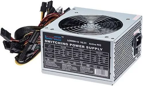 LC POWER Power Supply Office Series 600W BULK - ATX 2.2, 4×S-ATA, 2×molex, 1×FDD, 1×PCIex, 120mm fan