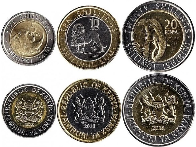 KENYA set 3 BIMETAL kovanice 2018 UNC