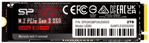 SILICON POWER 2TB UD80 M.2 2280 PCIE GEN 3X4 NVME SSD | SP02KGBP34UD8005