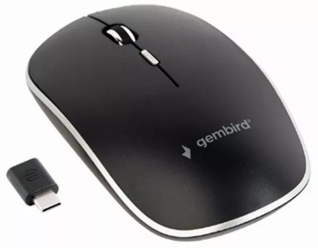 GEMBIRD SILENT WIRELESS OPTICAL MOUSE, BLACK, TYPE-C RECEIVER | MUSW-4BSC-01