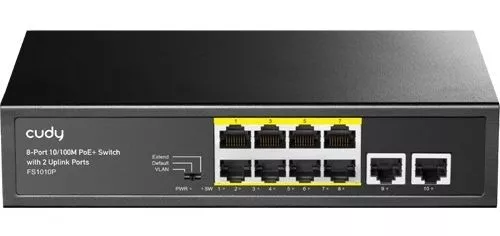 Cudy 8-Port 10/100M PoE+ Switch, 2 Uplink Ports | FS1010P