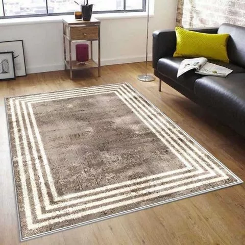 Tepih 160x230cm – Beli pavougaonici braon