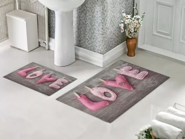 Set za kupatilo Love roze 40x60cm + 60x90cm