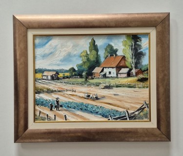Ulje na platnu - Ljudi u selu, prelepa slika