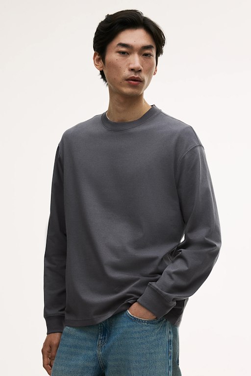 MAJICA OD ŽERSEJA DUGIH RUKAVA LOOSE FIT