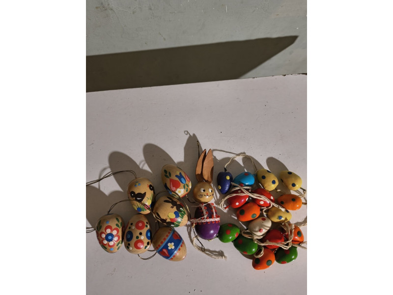VELIKI LOT VINTAGE DRVENA JAJA+ZEKA GERMANY