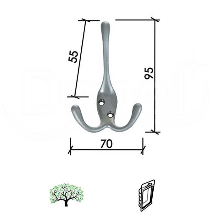 Kuka za kaput i šešir DABEL V56 Mat-Hr 70/95/55 mm 0206041
