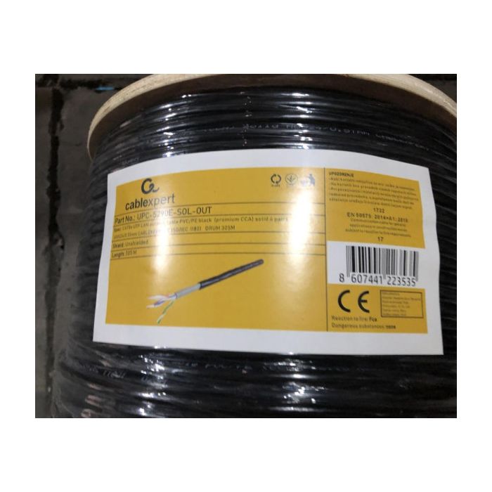 UPC-5290E-SOL-OUT Gembird, UTP cat.5E Outdoor, solid 24AWG, 0.51mm PREMIUM CCA kotur pun presek 305m