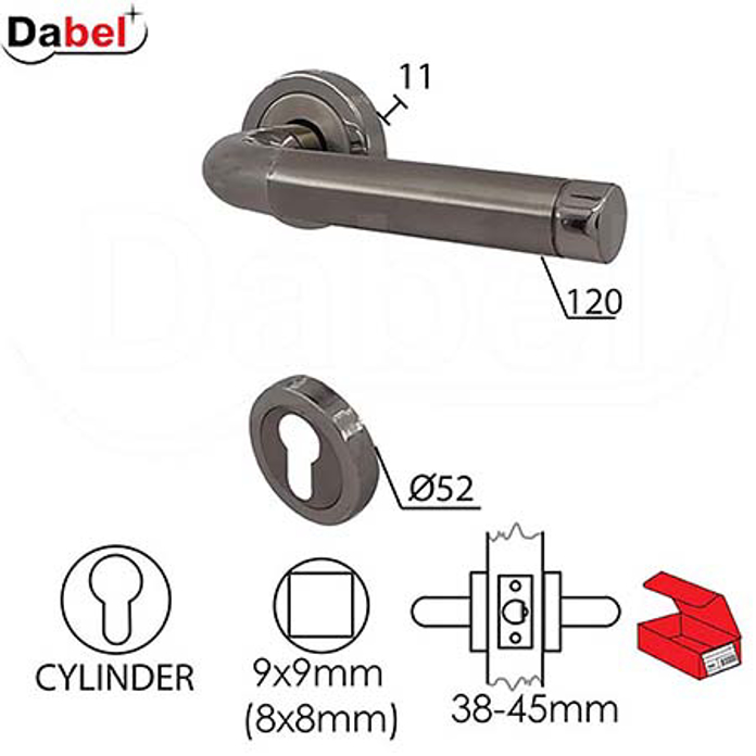 Kvaka rozeta DABEL BEOGRAD 8x8/f52 mm Inox cilindar 3398092