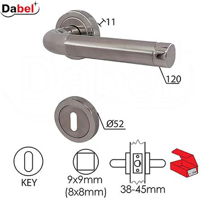 Kvaka rozeta DABEL BEOGRAD 8x8/f52mm Inox ključ 3398091