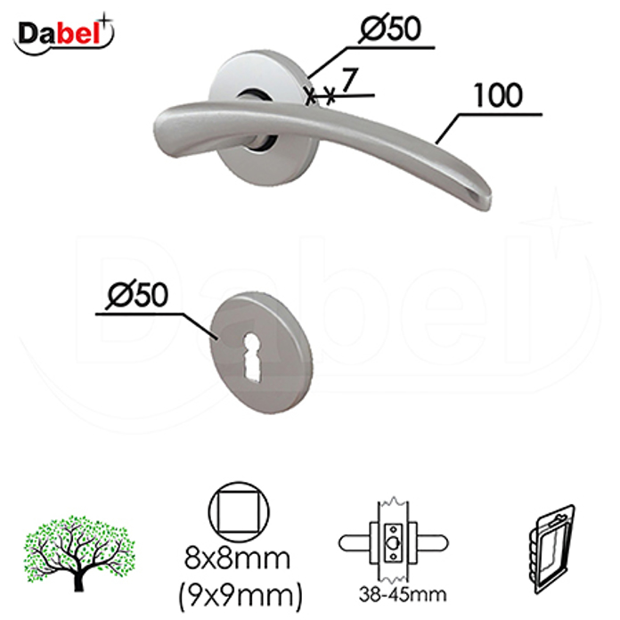 Kvaka rozeta DABEL EMA F1 f50/7/100/8/9 mm ključ 0101072
