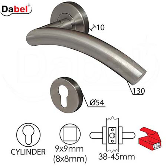 Kvaka rozeta DABEL PIROT 8x8/f54 mm Inox cilindar 0101135