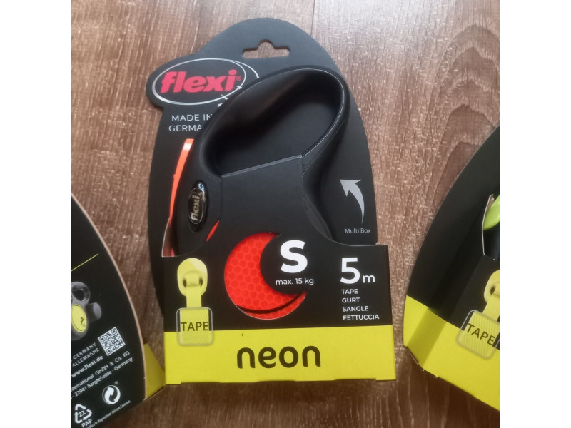 POVODAC NEON FLEXI VEL S MAX 15KG TRAKA 5M N