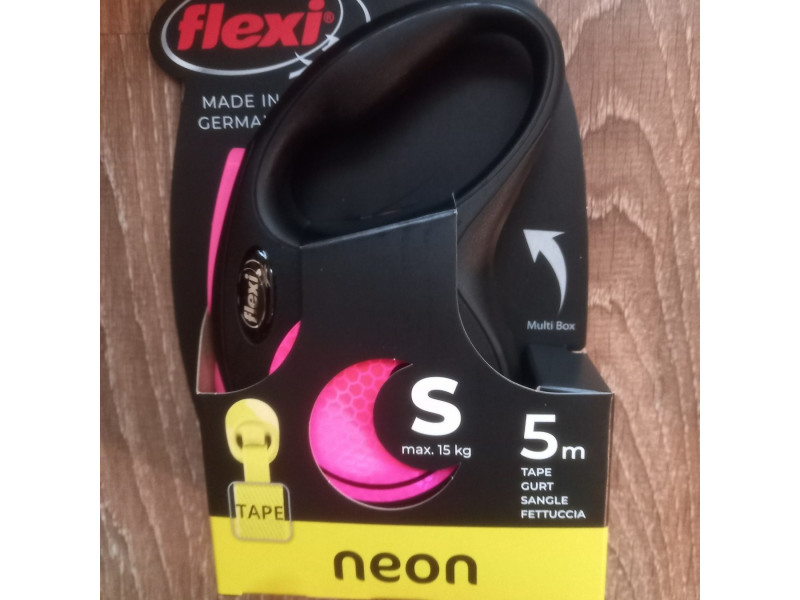 POVODAC NEON FLEXI VEL S MAX 15KG TRAKA 5M R