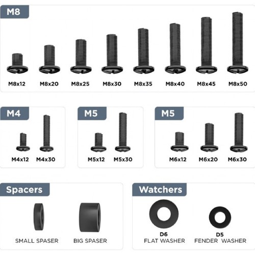 Gembird Univerzalni set šrafova i podloški za montažu TV-a ili monitora | WM-KIT-01