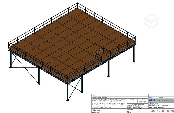 Nedcon skladišna platforma cca 200 m², dimenzije cca 15,2 m x 13 m
Nedcon Lagerbühne