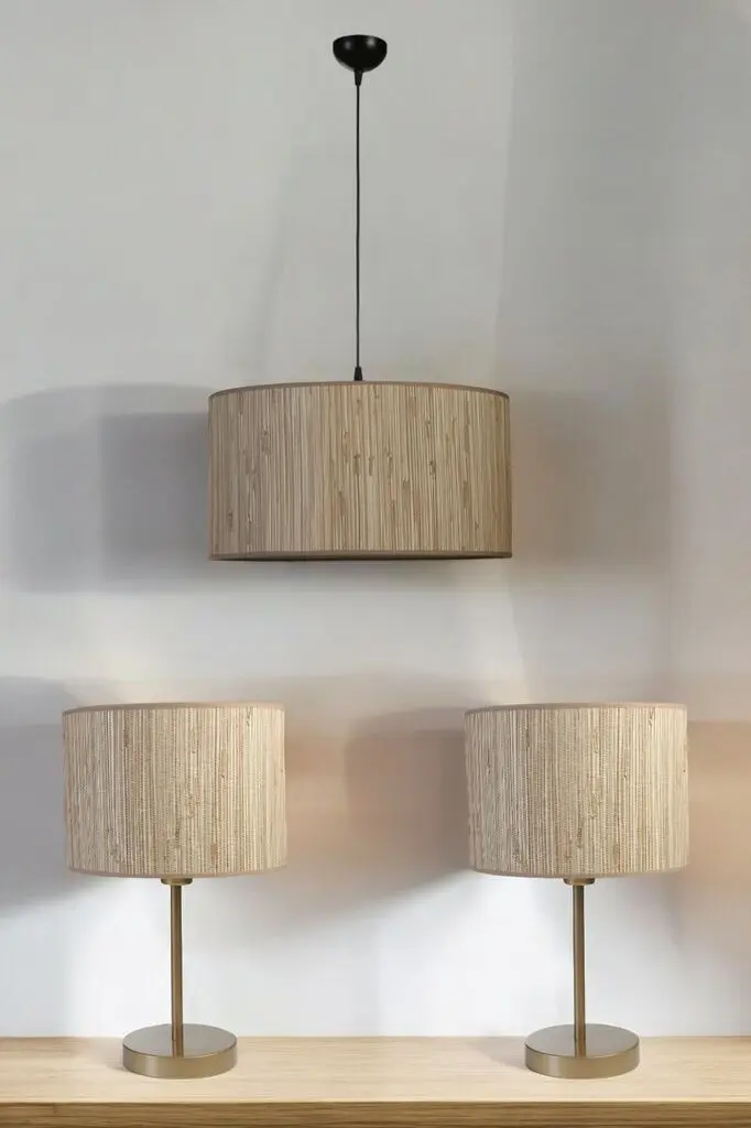 Opviq Set luster i stona lampa Bambu 09, Bež