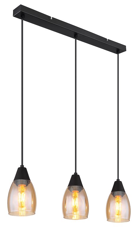 Viseća lampa crna mat, 3x E27
