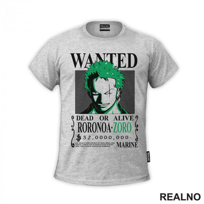 WANTED - RORONOA ZORO - ONE PIECE - MAJICA