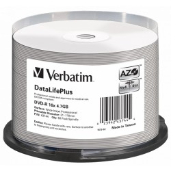 VERBATIM DVD-R AZO WIDEPRINT 4.7GB 16X MEDIDISC DICOM-CAKE-43744