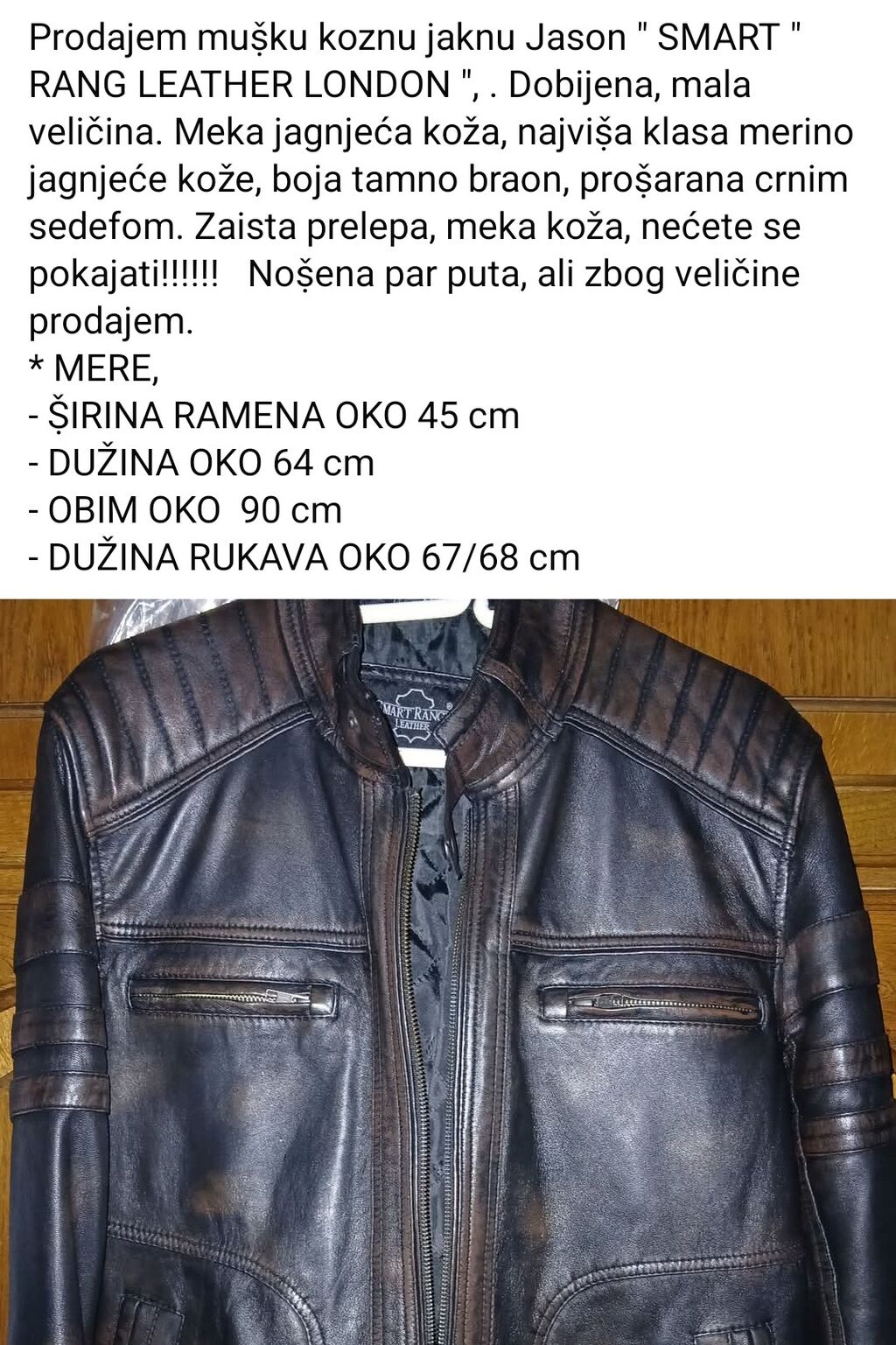 Muška kožna jakna Jason “SMART RANG LEATHER LONDON”. Prava meka