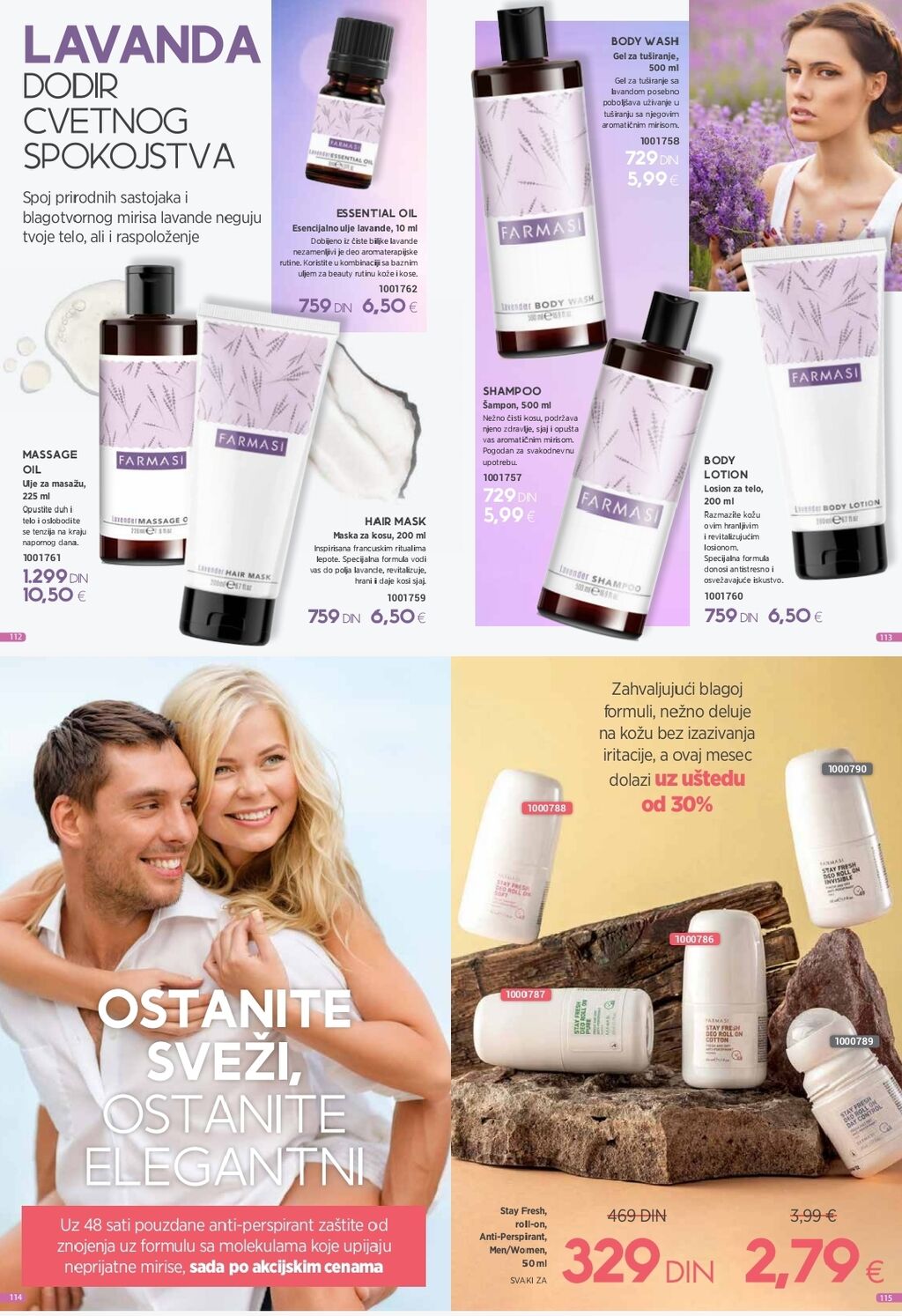 FARMASI kolekcija Lavanda + Stay Fresh dezodoransi Lavanda – dodir
